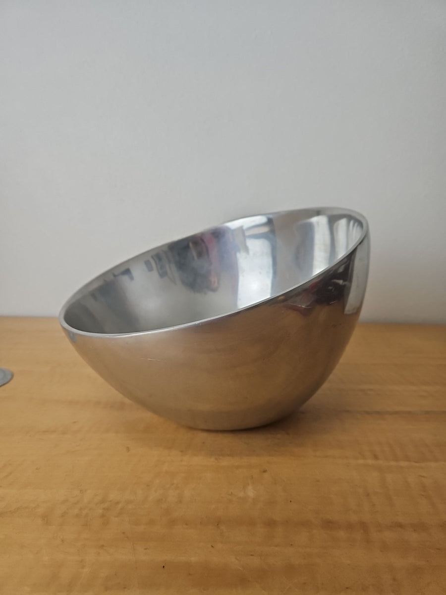 Nambe Bowl - Tilted, metal alloy, heavy Luna Bowl #648 Slanted Vintage ...