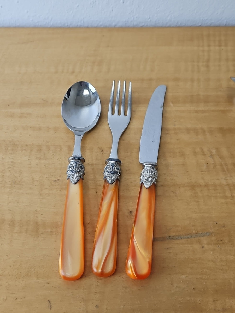 EME INOX Napoleon Stainless 3 piece FLATWARE Italy ORANGE – Kitchens ...