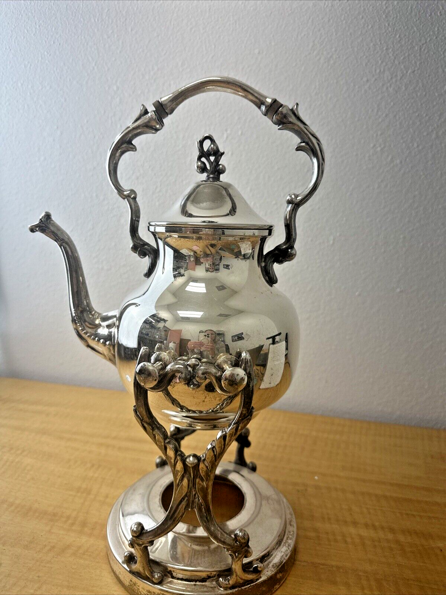 Britannia Sheridan Silver On Copper Tipping Teapot Tea Kettle Tilting ...