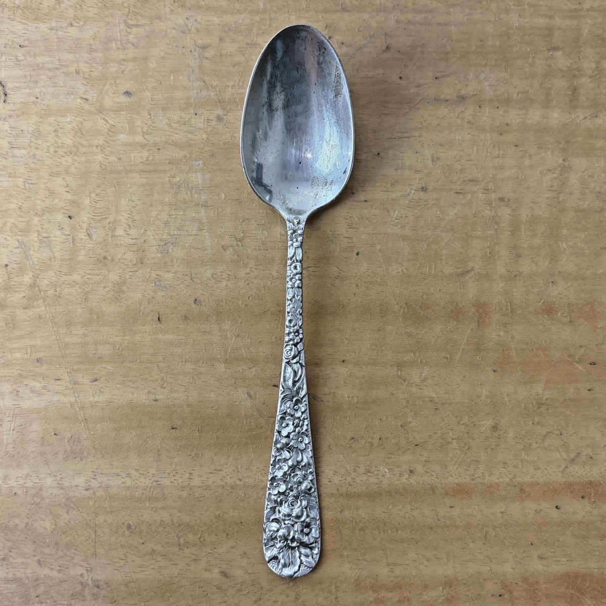 STIEFF ROSE Tea Spoon (5 -7/8”) ~ Full Repousse ~ STERLING SILVER ~ No ...