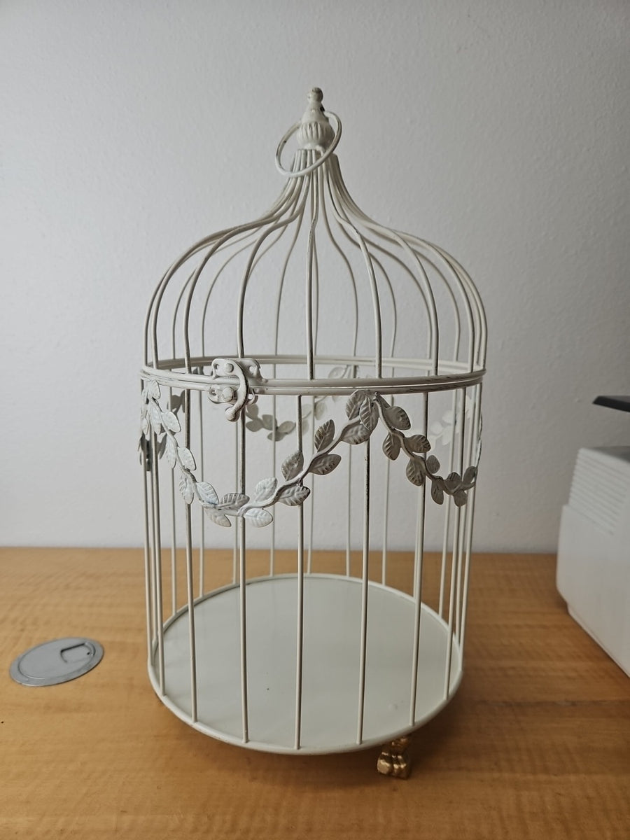 Decorative White Metal Bird Cage with Gold Feet. 17" tall – Kitchens ...