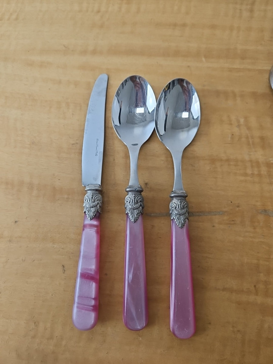 EME INOX Napoleon Stainless 3 piece FLATWARE Italy PINK – Kitchens For Good