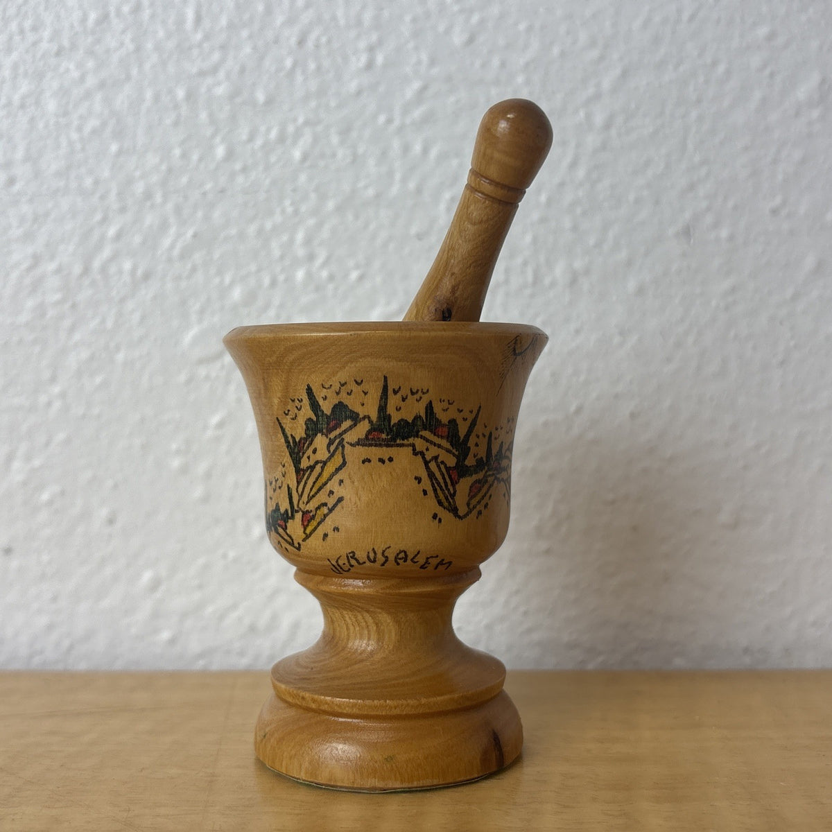 Mini / Small Wood Mortar and Pestle Set, with Design and Signed Jerasu ...
