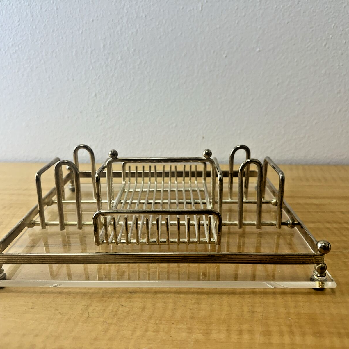 Oneida Silverware Caddy Clear Acrylic and Silver Metal Vintage ...